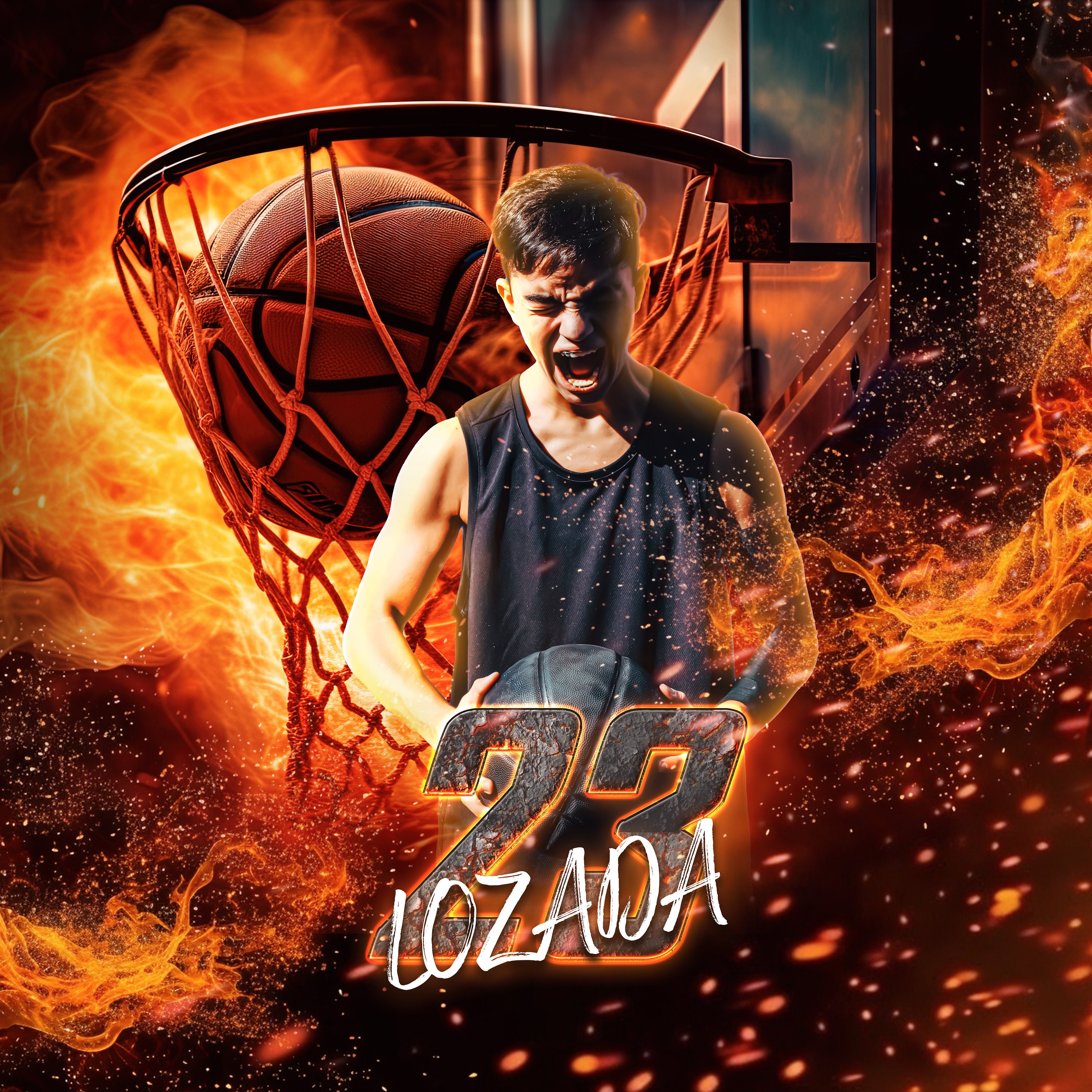 Photoshop Basketball Hoop Poster Template, Digital Sports Background ...