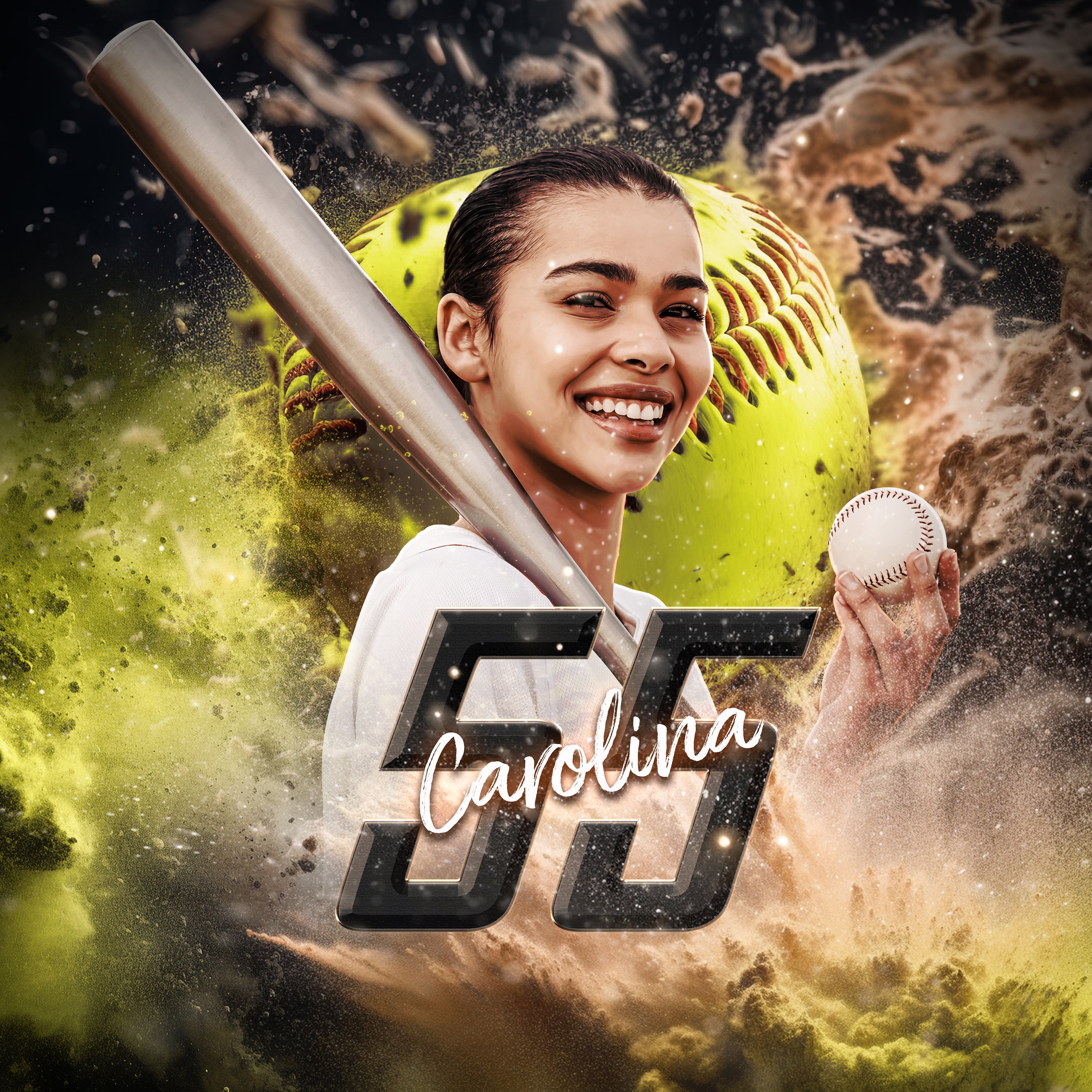 Photoshop Softball Poster Template, Digital Sports Background Tball ...