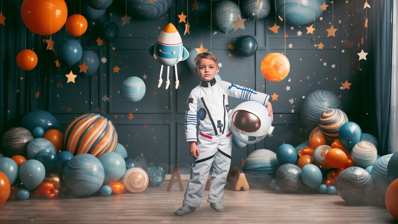 5 Digital Backdrops Kids Solar System and Space, Cake Smash Backdrops ...
