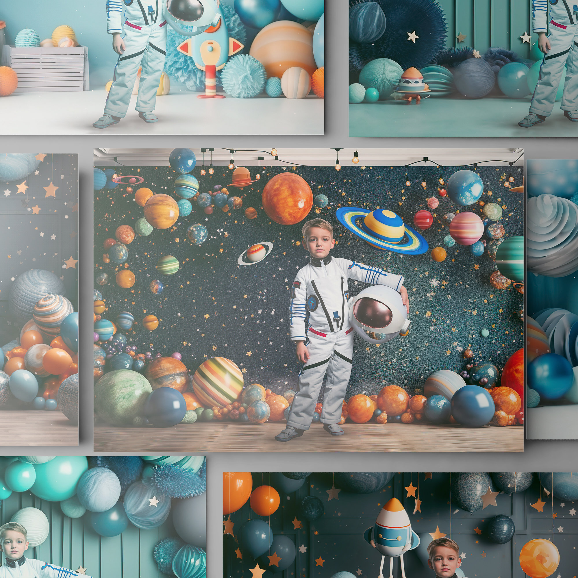 5 Digital Backdrops Kids Solar System and Space, Cake Smash Backdrops ...