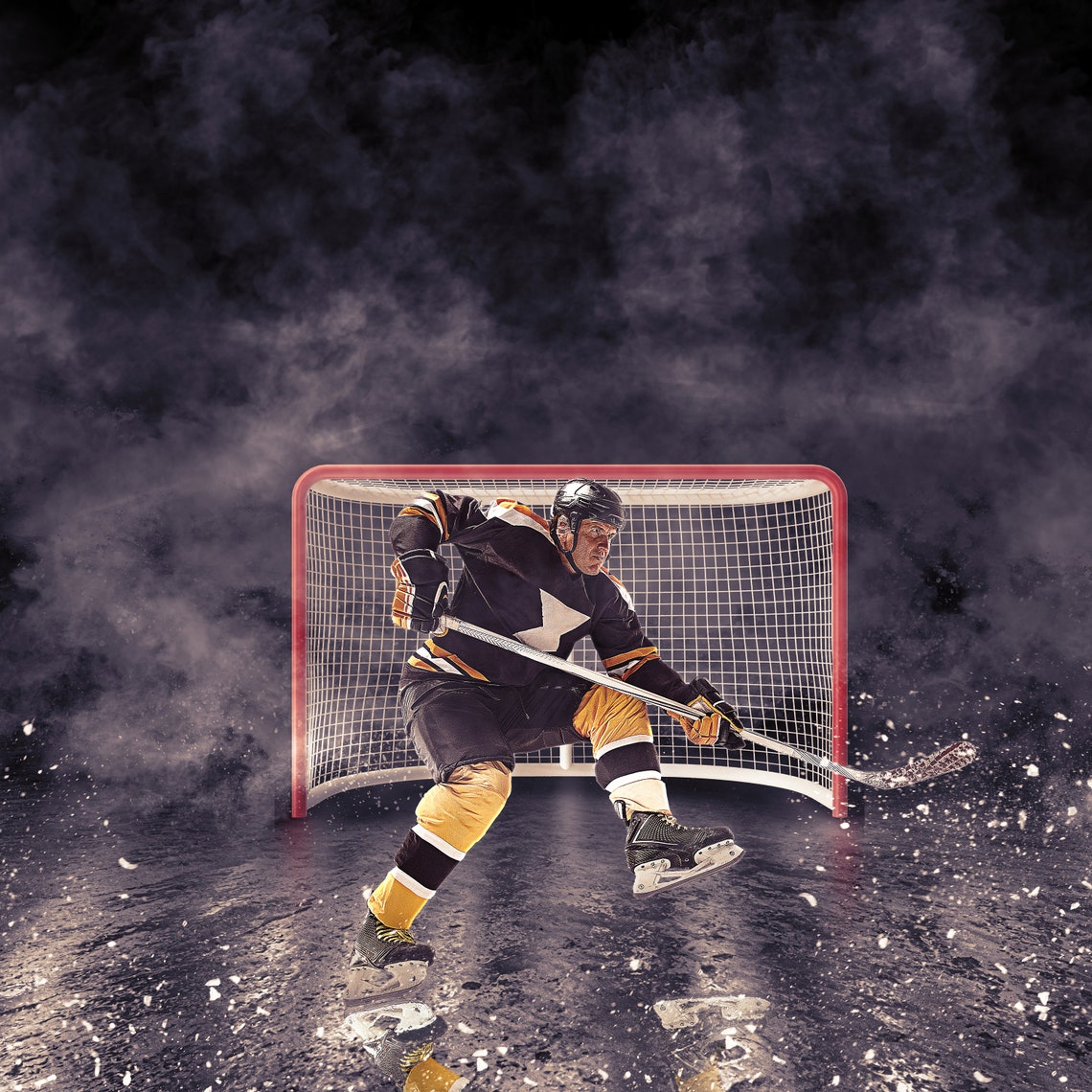 Photoshop & Canva Hockey Goal Backdrop Layered - Customizable ...