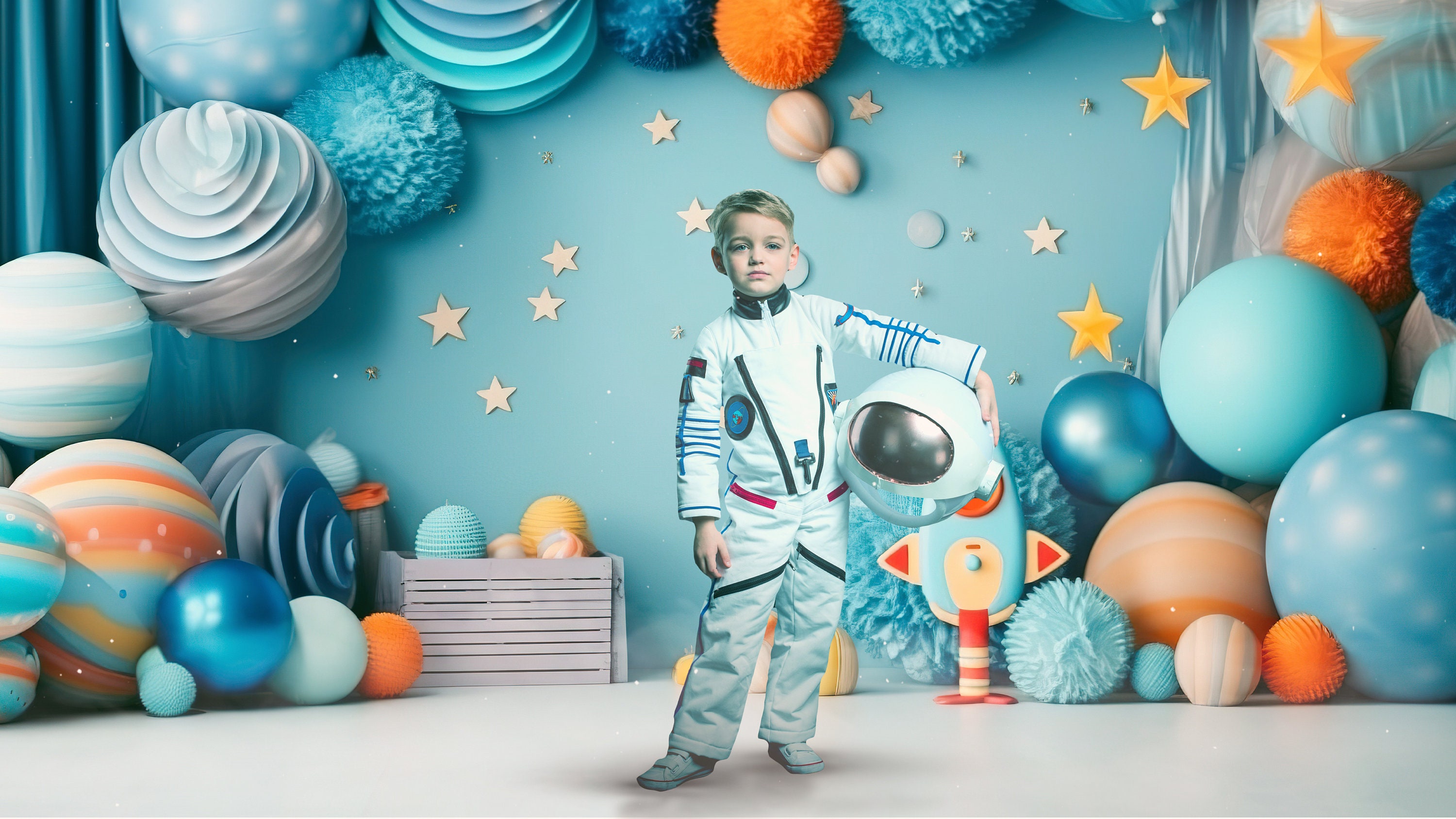 5 Digital Backdrops Kids Solar System and Space, Cake Smash Backdrops ...