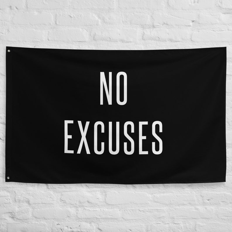 No Excuses, Home Gym Motivational Flag, Home Gym Banner, Workout ...