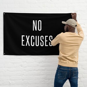 No Excuses, Home Gym Motivational Flag, Home Gym Banner, Workout ...