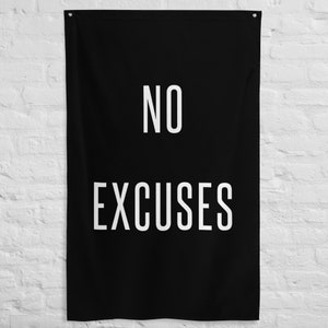 No Excuses, Home Gym Motivational Flag, Home Gym Banner, Workout ...