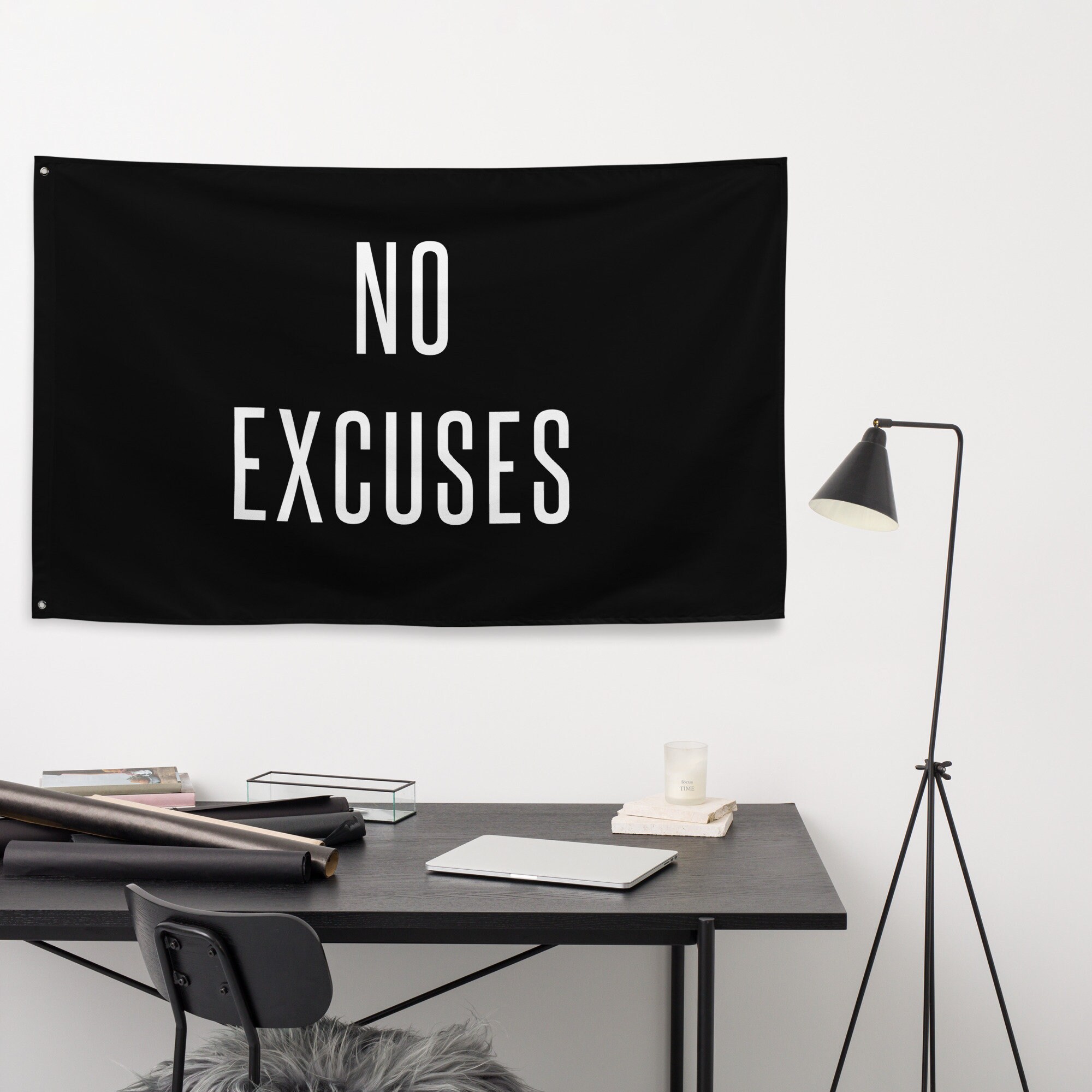 No Excuses, Home Gym Motivational Flag, Home Gym Banner, Workout ...