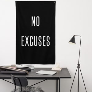 No Excuses, Home Gym Motivational Flag, Home Gym Banner, Workout ...