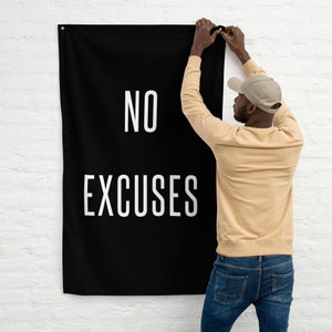 No Excuses, Home Gym Motivational Flag, Home Gym Banner, Workout ...