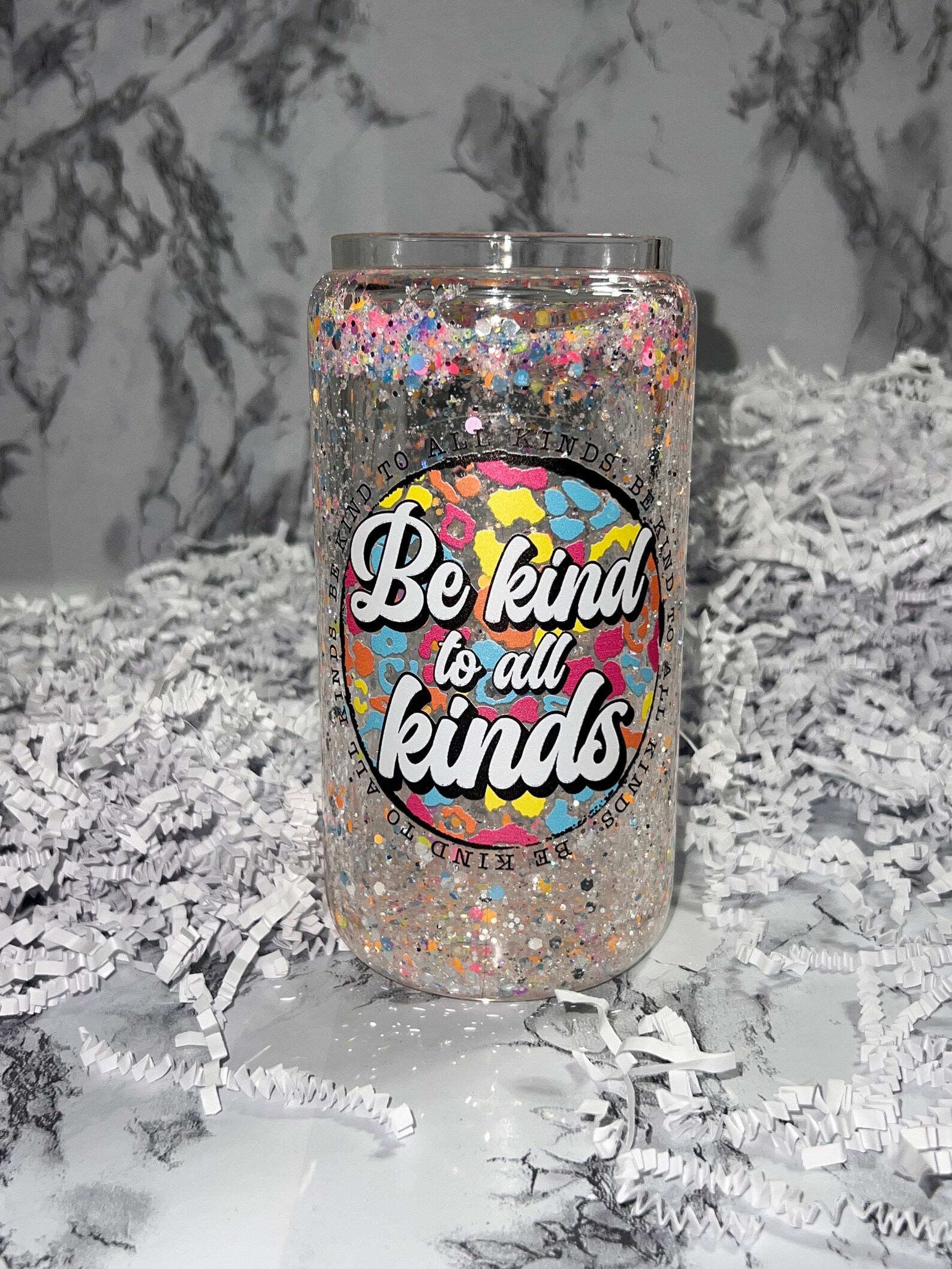 Be Kind, Snow Globe, Glass Can, 16 Oz, Blinged Bamboo Lid, Rhinestone ...