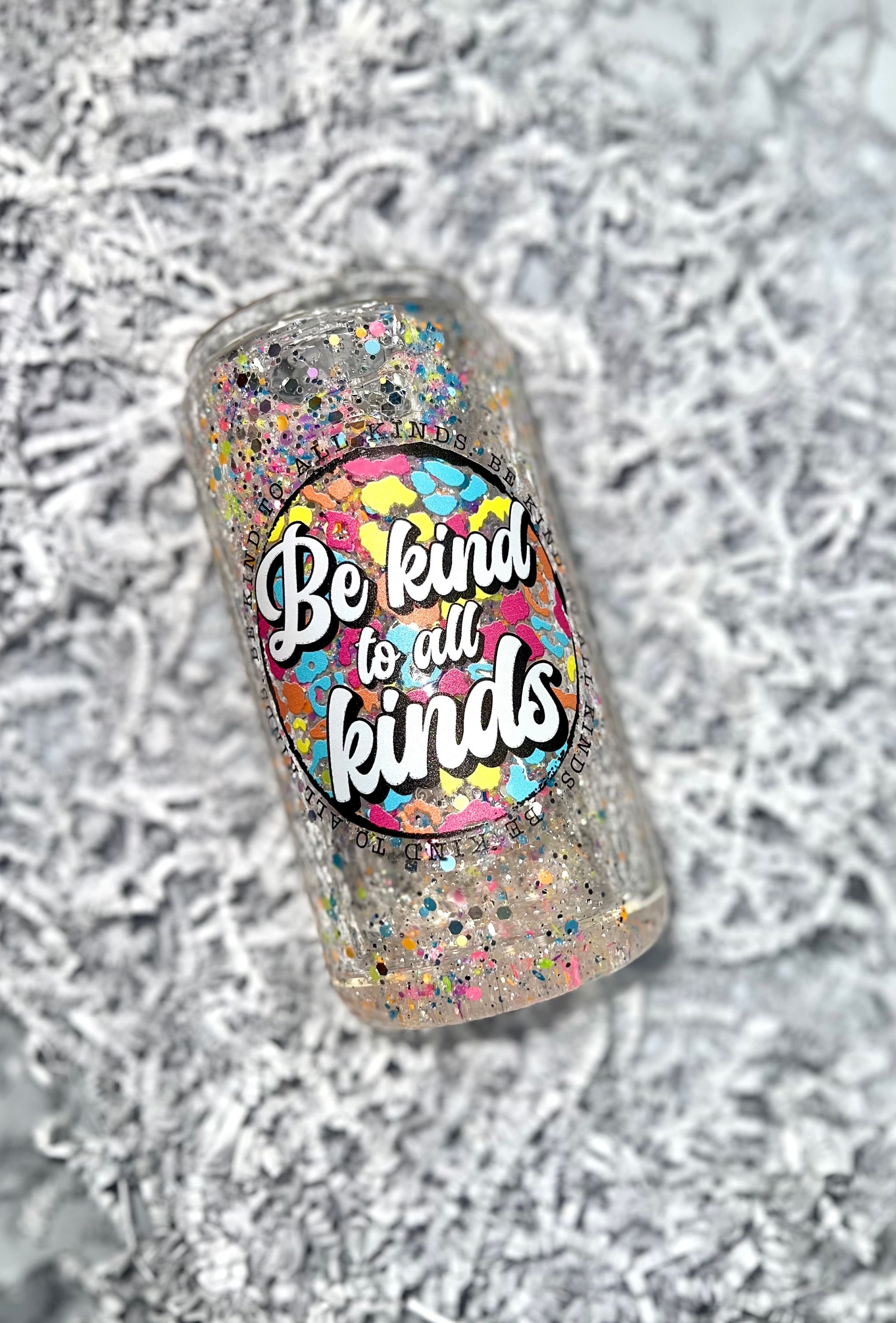 Be Kind, Snow Globe, Glass Can, 16 Oz, Blinged Bamboo Lid, Rhinestone ...