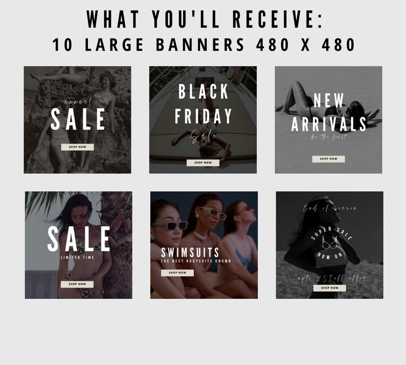 Swimwear Web Banners Bundle Templates Set Swimwear Boutique - Etsy