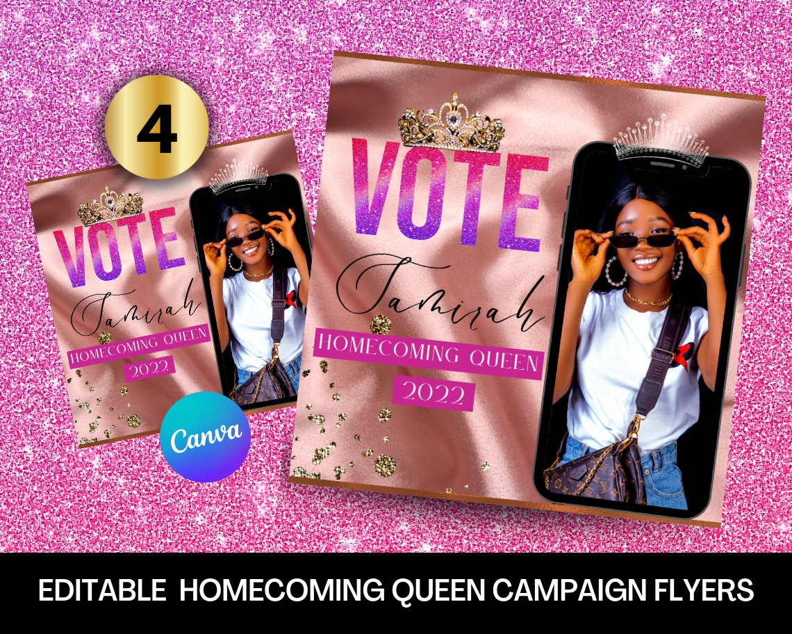 Homecoming Flyer Queen Campaign Flyers Vote Homecoming Queen Etsy