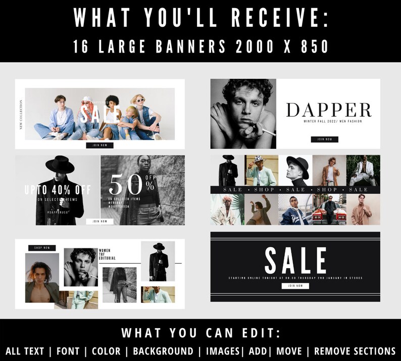 Fashion Web Banner Design Templates. Shopify Clothing Online - Etsy