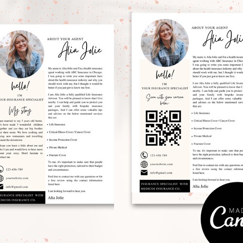 Insurance Agent Introduction Flyer Template Life Insurance - Etsy