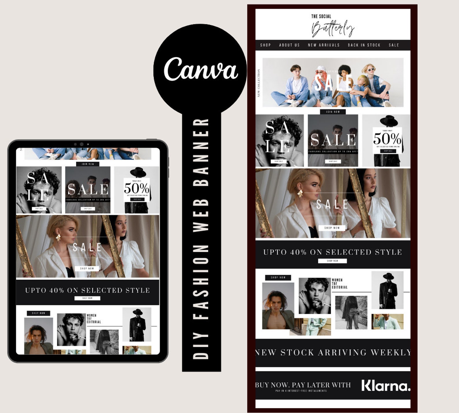 Fashion Web Banner Design Templates. Shopify Clothing Online - Etsy