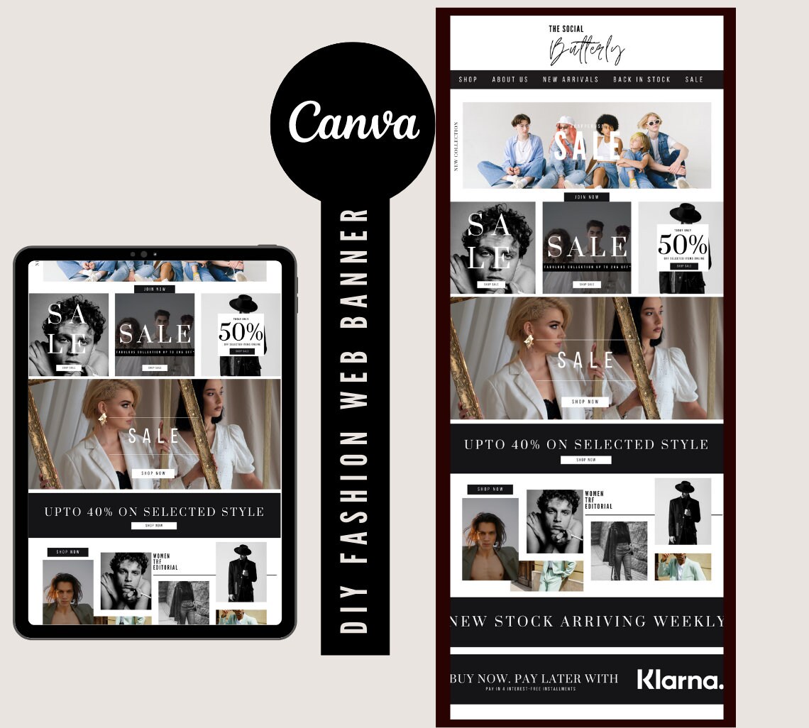 Fashion Web Banner Design Templates. Shopify Clothing Online - Etsy