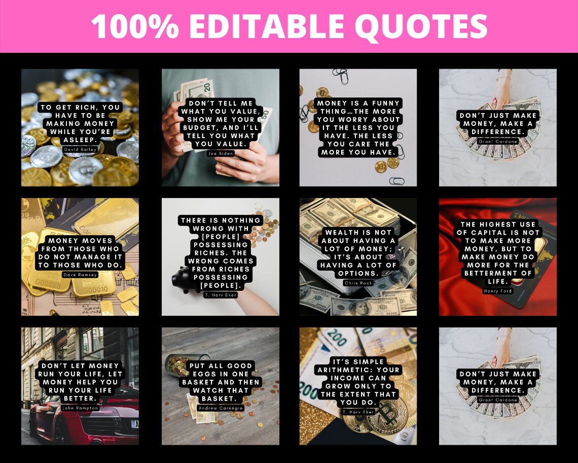100 Editable Financial Money Quotes Financial Coaches Consultants ...