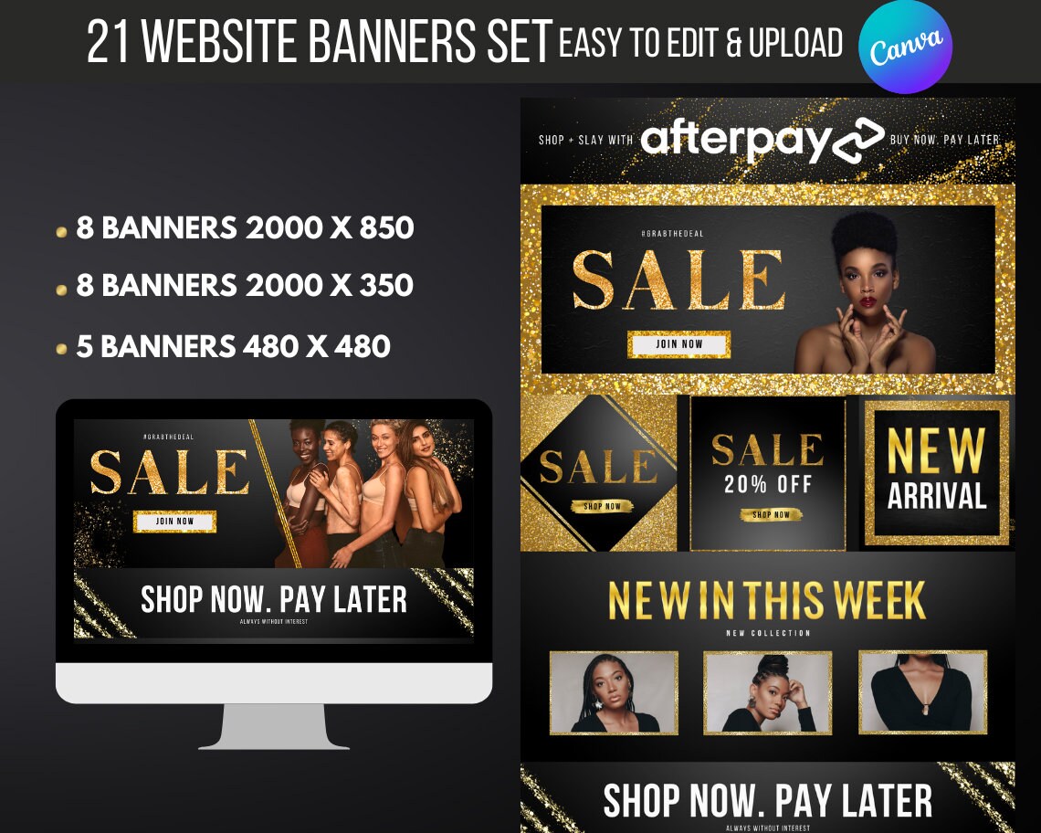 Luxury Hair Website Banner Kit, Hair Extensions Website Banner, Shopify ...