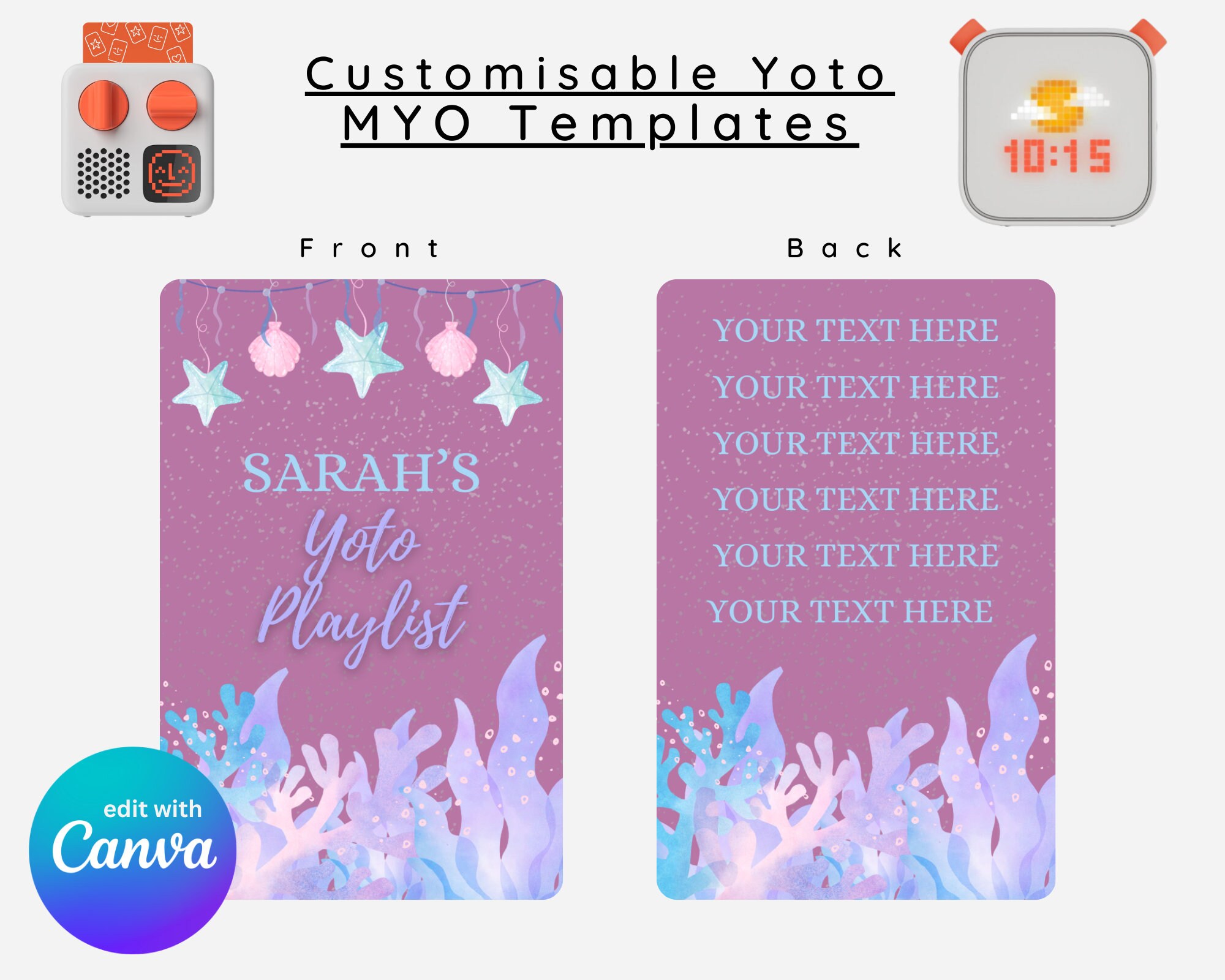 MYO Yoto Card Template | Make Your Own | Mermaid Playlist | Digital ...