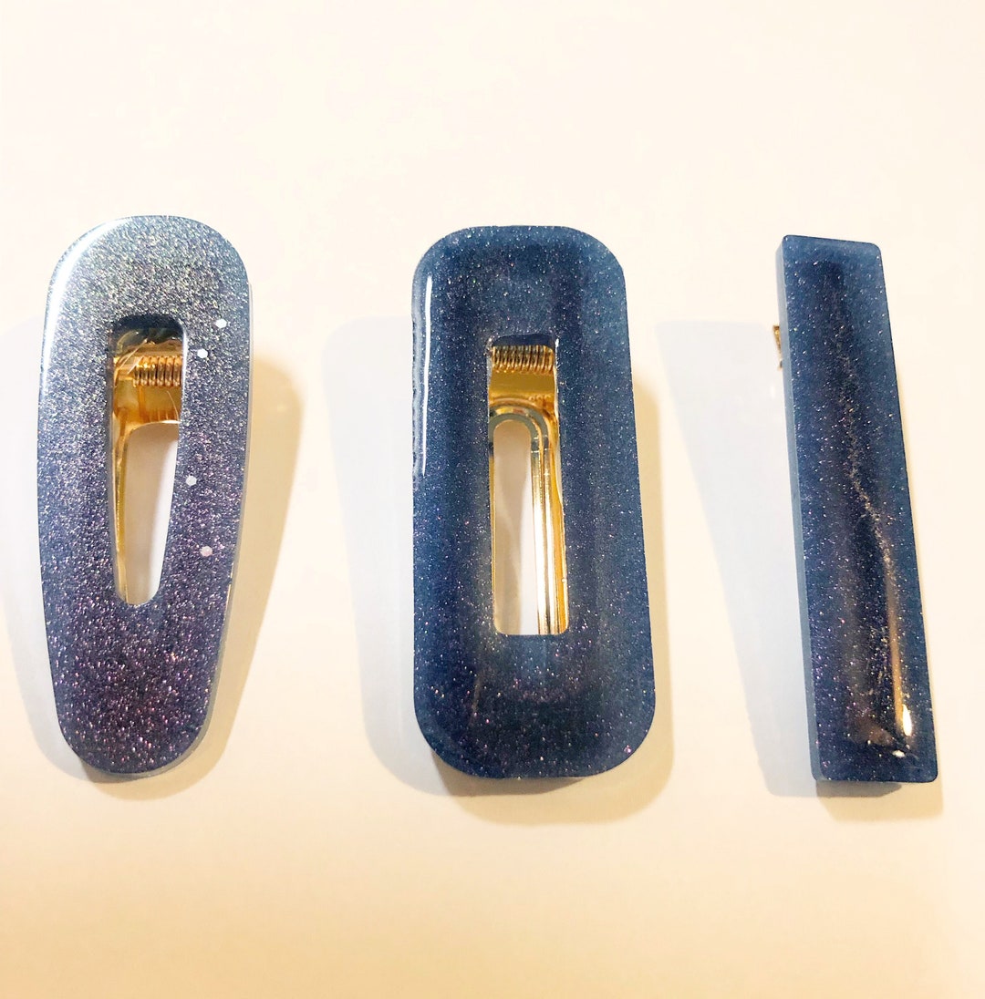 Navy Hair Clip - Hair Barrettes - Navy Shimmer - Hair Clips - Hair ...