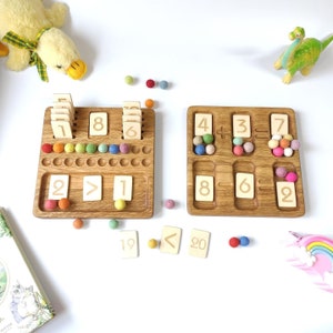 Gift for Kids Montessori Math Board 1-20 Number Cards for Learning ...