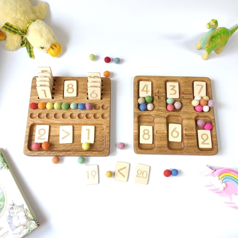 Gift for Kids Montessori Math Board 1-20 With Number Cards - Etsy