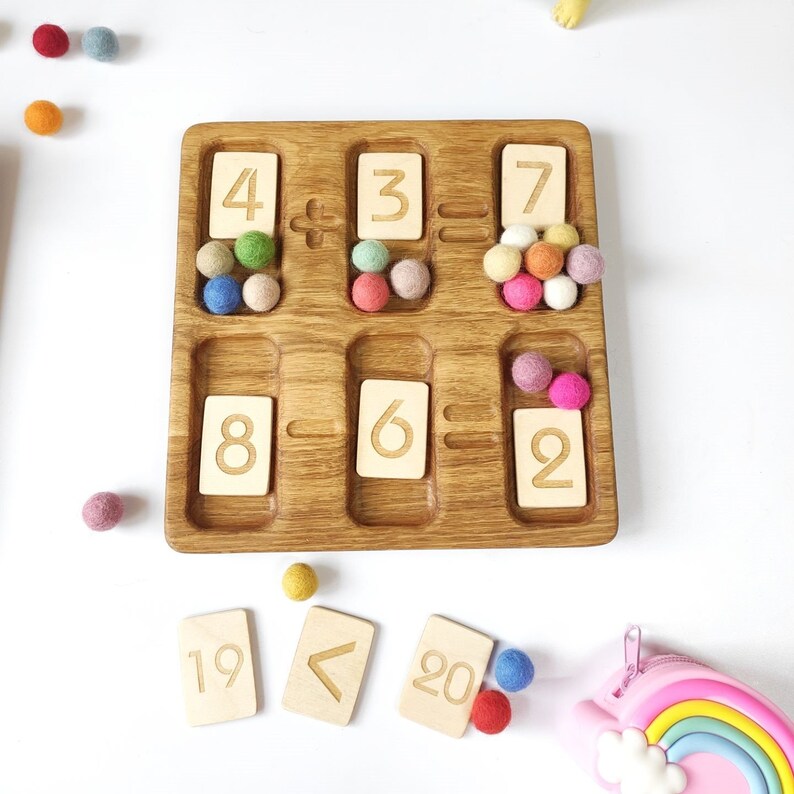 Gift for Kids Montessori Math Board 1-20 With Number Cards - Etsy