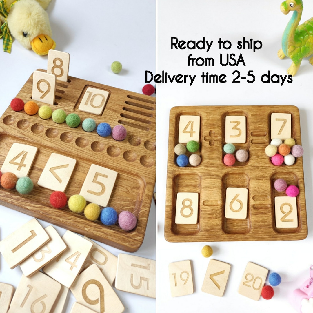 Gift for Kids Montessori Math Board 1-20 Number Cards for Learning ...