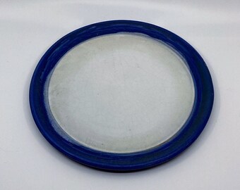 White Blue Rim Plate - Etsy