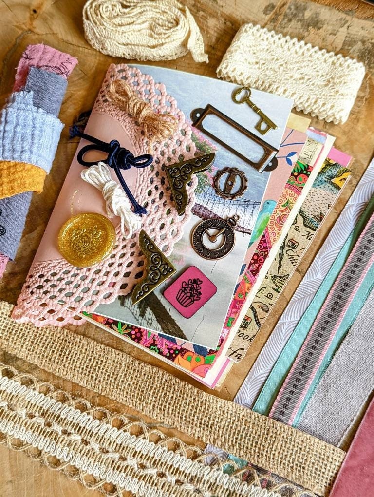 2-in-1 Junk Journal DIY Kit + Ephemera With Storage Combo Set at a ...