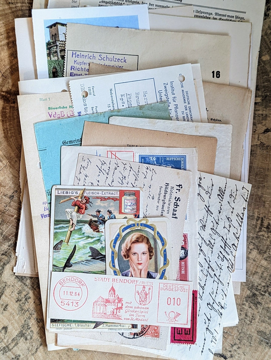 Vintage Paper Collection With 25x Old Letters, Postcards, Book Pages ...