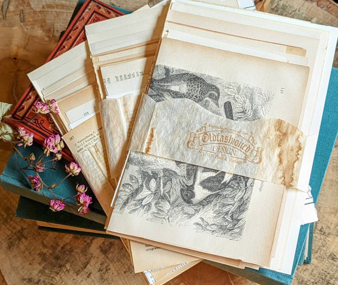 Old Book Pages, Vintage Paper Bundle With 15-40 Pieces, Old Writing ...