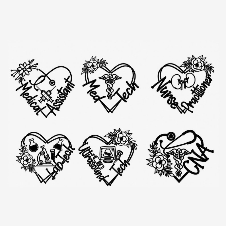 Medical Professional Heart Decal: CNA, Nurse, Tech Gift. Nurse ...