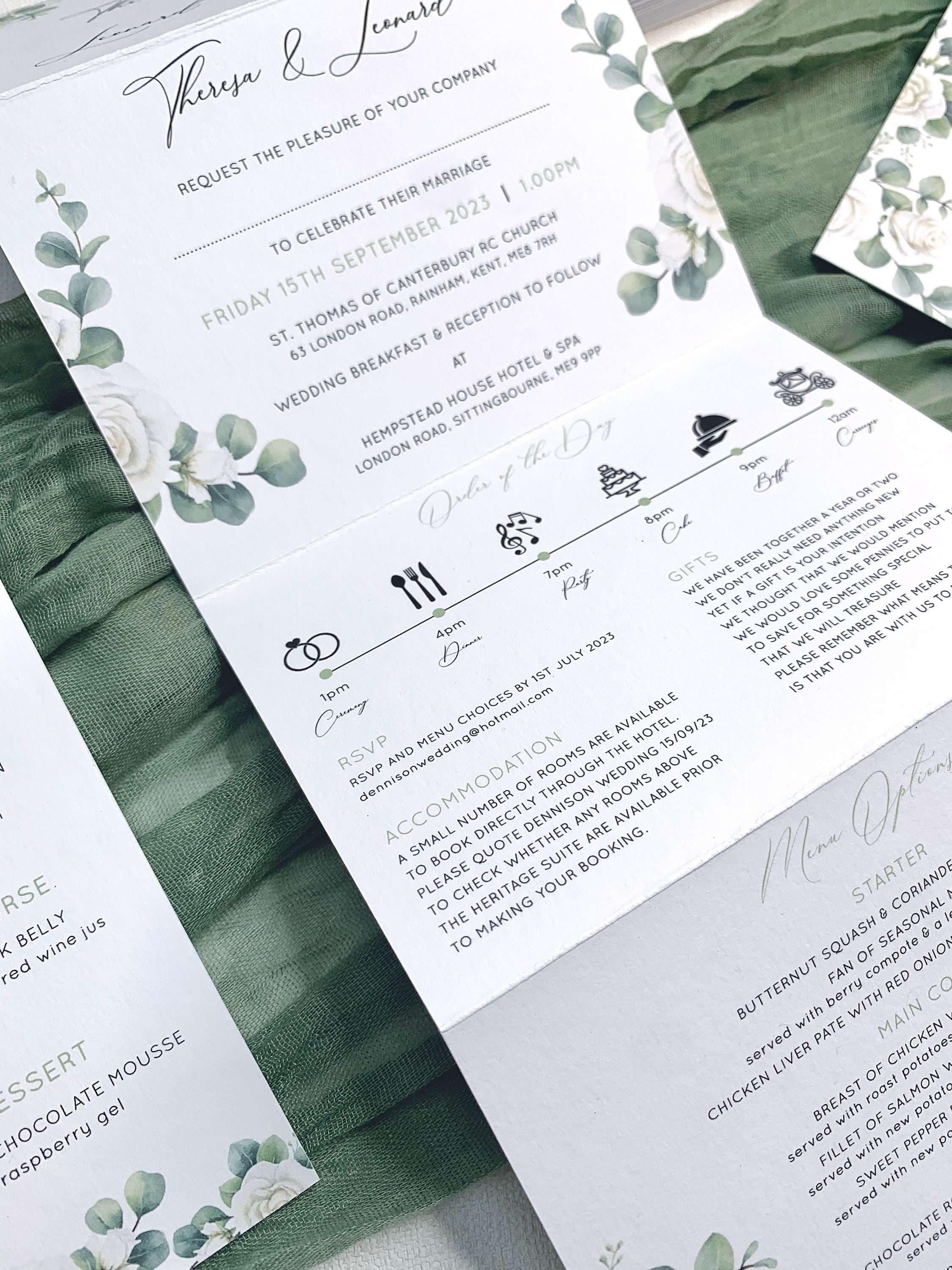 Trifold Invitation Concertina Invitation Eucalyptus Wedding Invitation ...