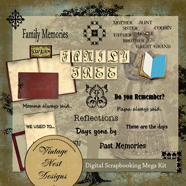 Digital Prints Family Tree Scrapbooking Kit Illustration - Etsy
