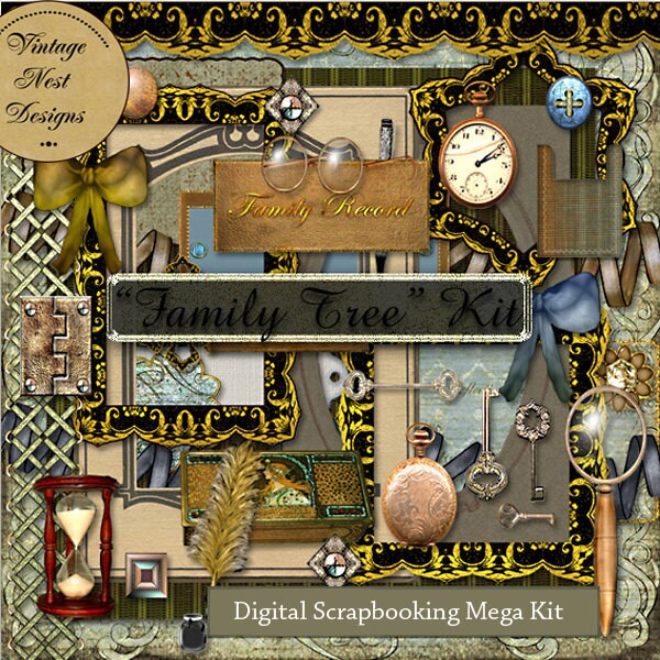Digital Prints Family Tree Scrapbooking Kit Illustration - Etsy