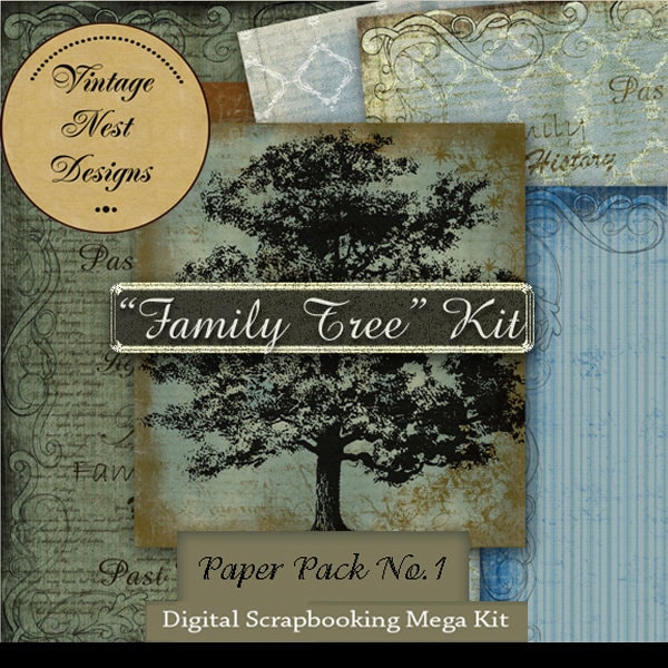 Digital Prints Family Tree Scrapbooking Kit Illustration - Etsy