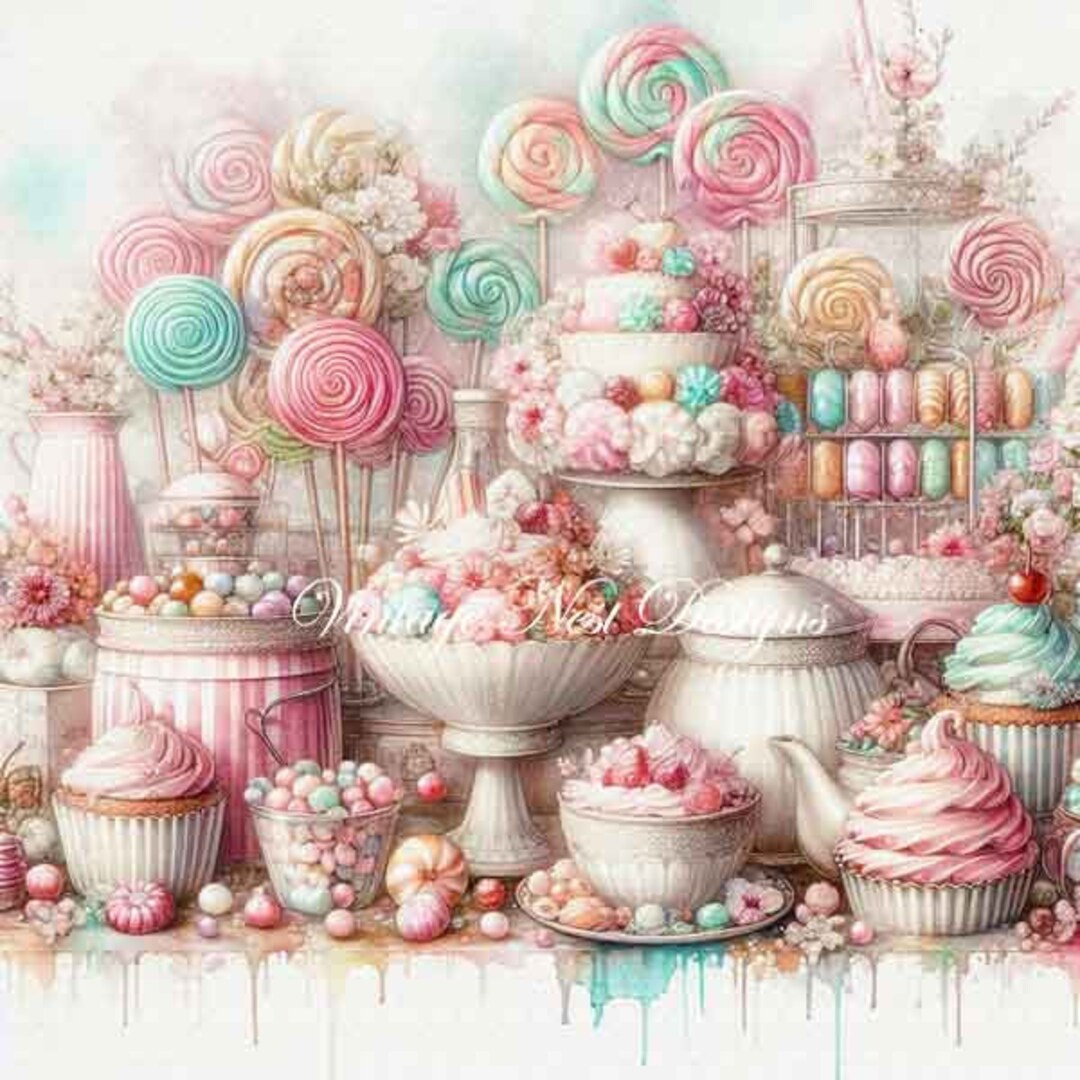 Digital Print Pastel Sweets No.1 Scrapbooking Illustration - Etsy