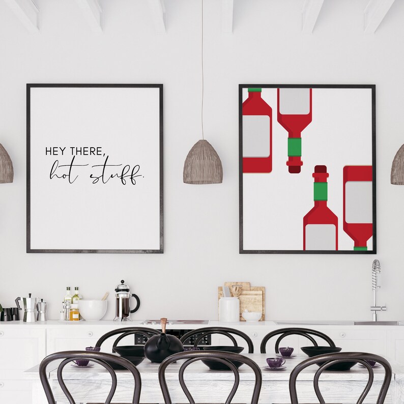 Hey Hot Stuff - Kitchen Prints, Food Puns, Food Sayings, Printable Wall ...