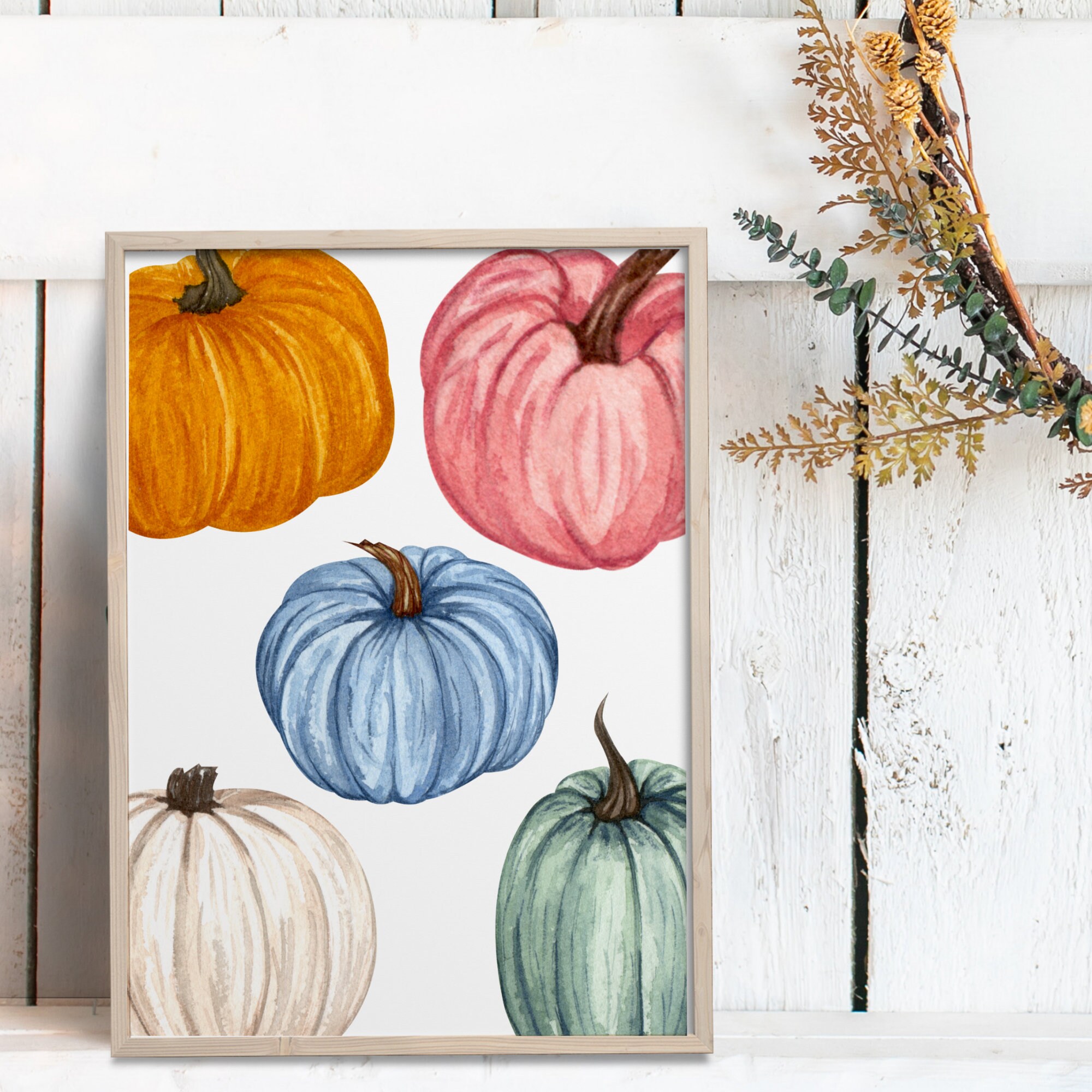 Velvet Multicolor Pumpkins - Fall Autumn Sign, Printable Fall Decor ...