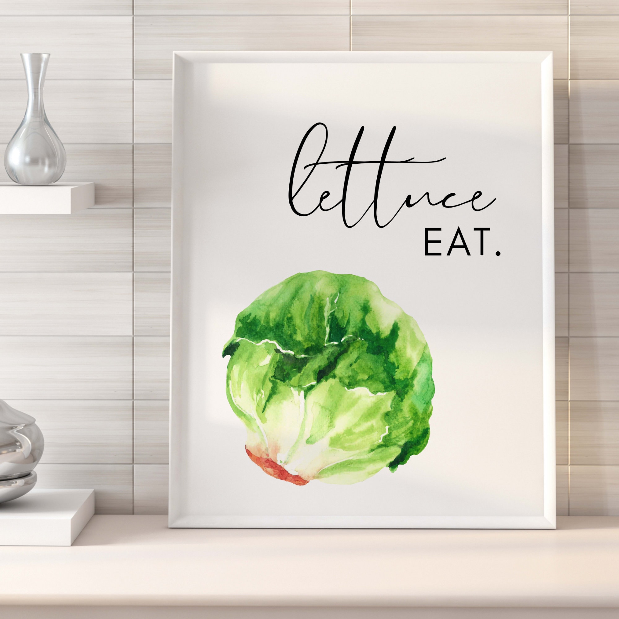 Lettuce Eat - Kitchen Prints, Food Puns, Food Sayings, Printable Wall ...