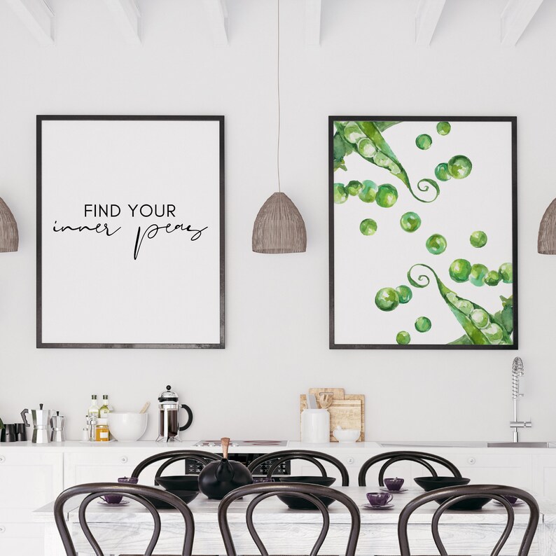 Find Your Inner Peas - Kitchen Prints, Food Puns, Food Sayings ...