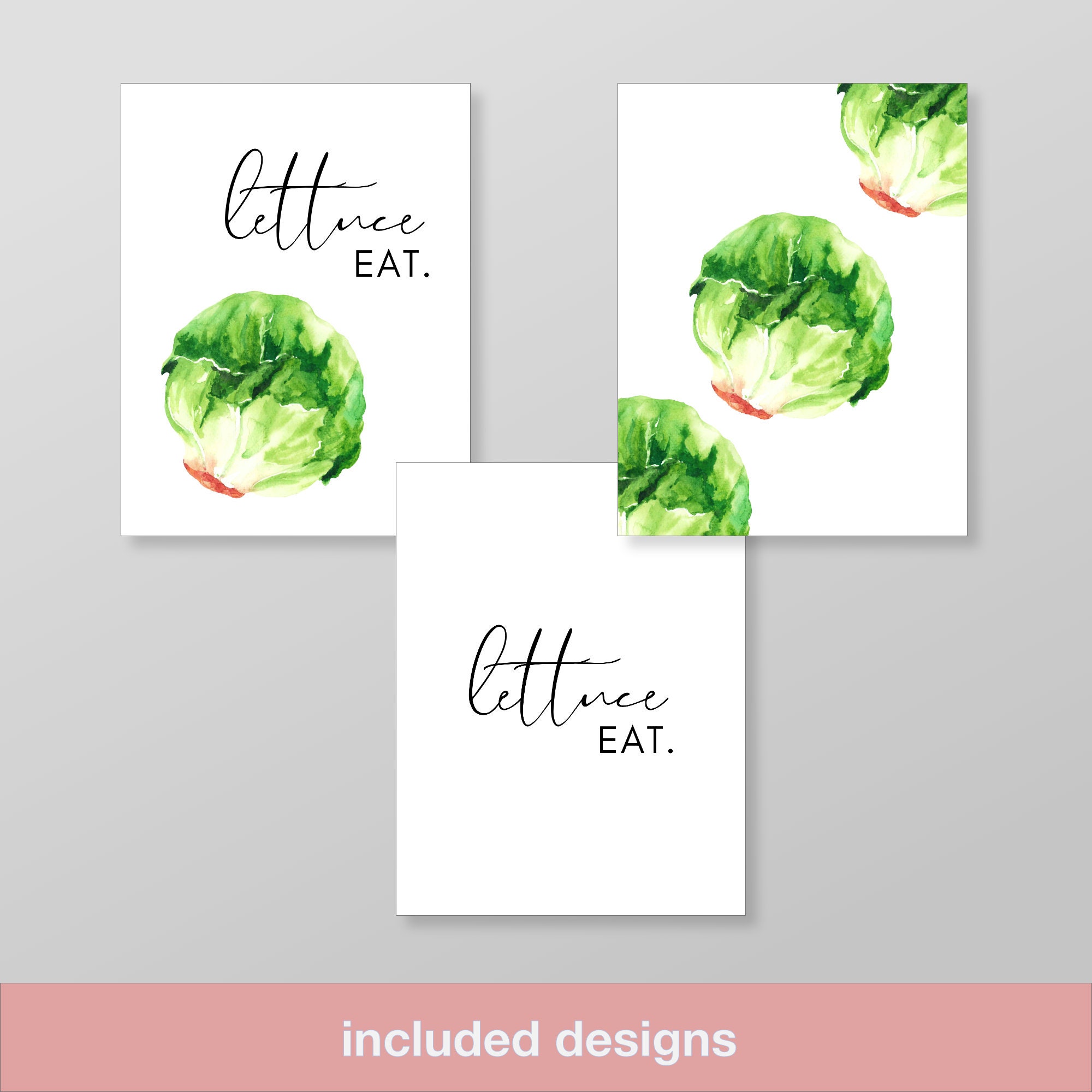 Lettuce Eat - Kitchen Prints, Food Puns, Food Sayings, Printable Wall ...