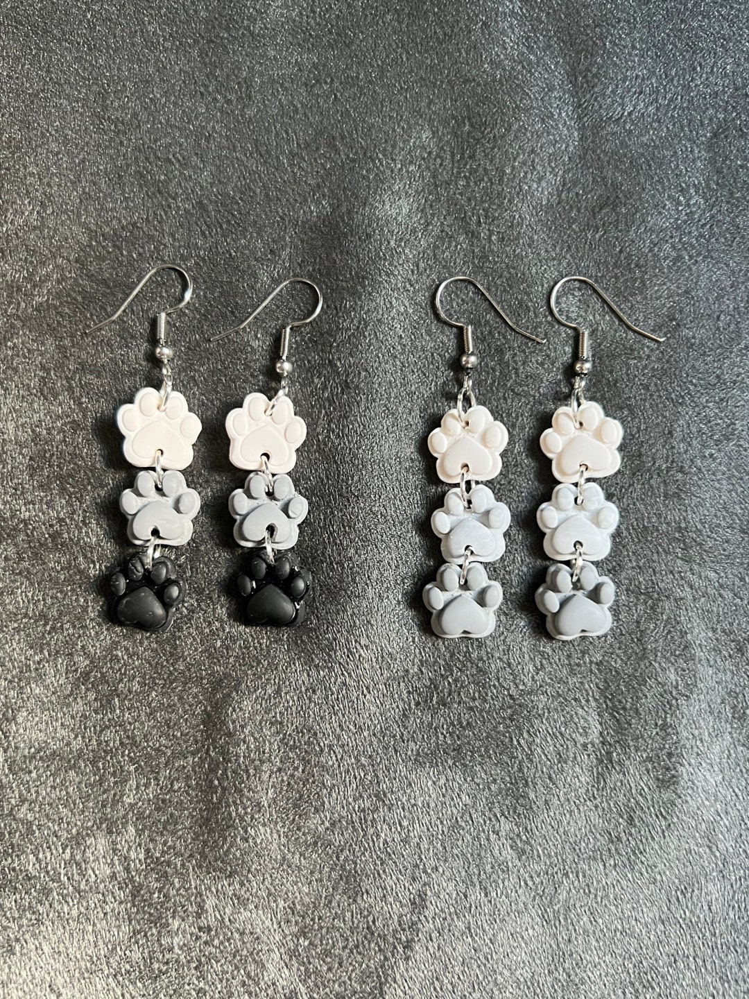 Paw Print Trio Dangle Earrings | Polymer Clay Earrings | Paw Print ...