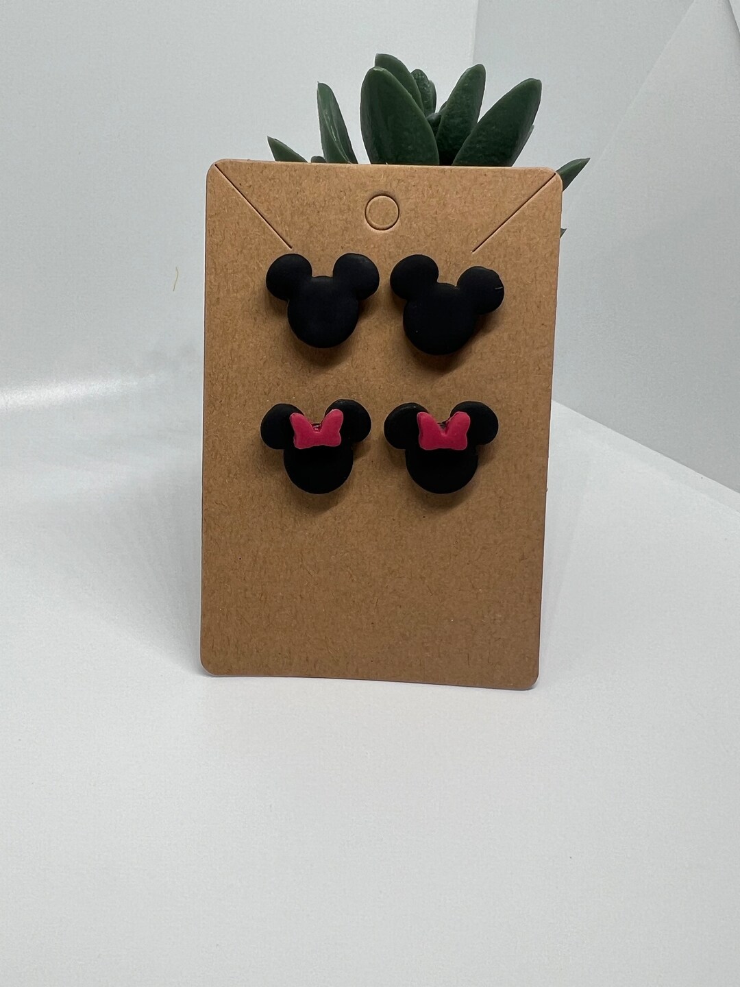 Black Mouse Ears and Black Mouse Ears With Red Bow Stud Earring Pack ...