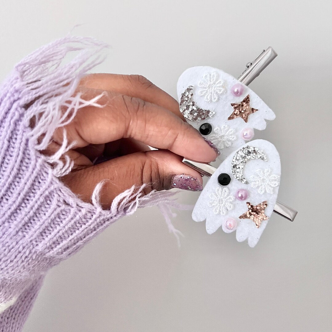 Ghost Pigtail Clips Set Halloween Hair Clips. Set of 2. - Etsy