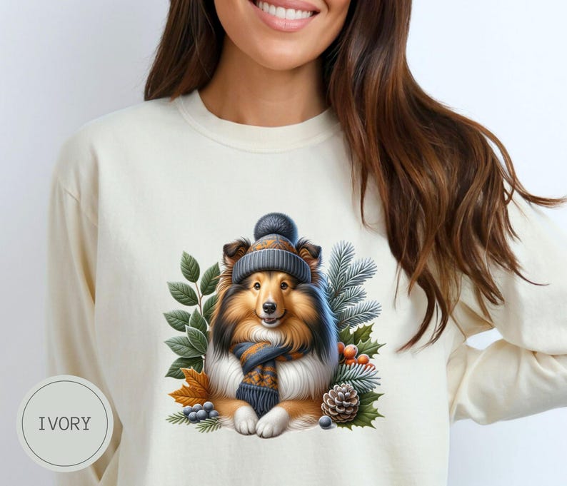 Custom Sheltie Shetland Sheepdog Dog Christmas Sweatshirt, Comfort ...
