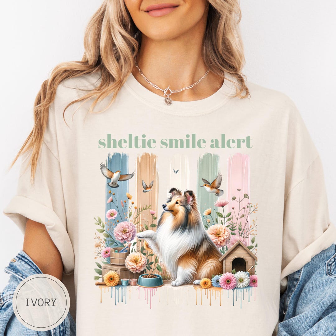 Sheltie Shirt, Trendy Brushstroke Dog Mom Tshirt, Shetland Sheepdog ...