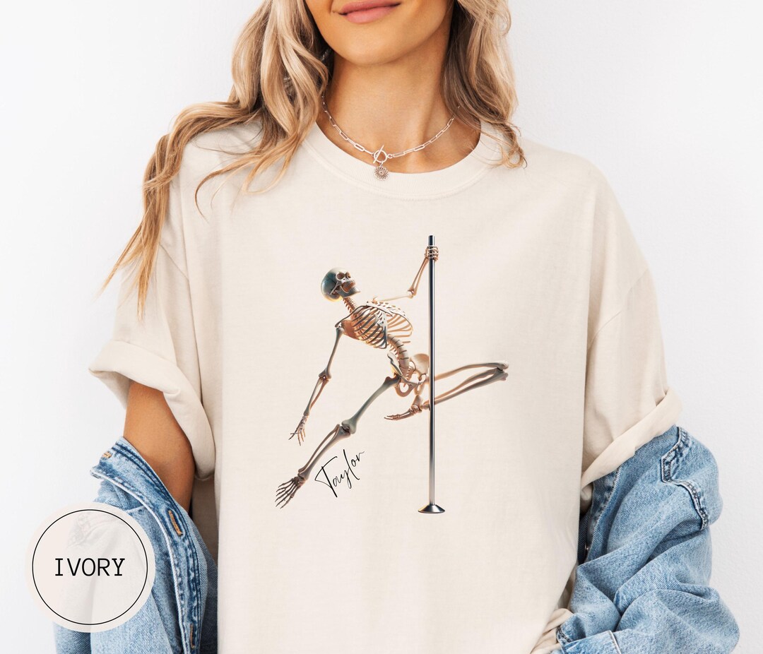 Custom Pole Dancing Shirt, Personalized Halloween Skeleton Pole Dancer ...