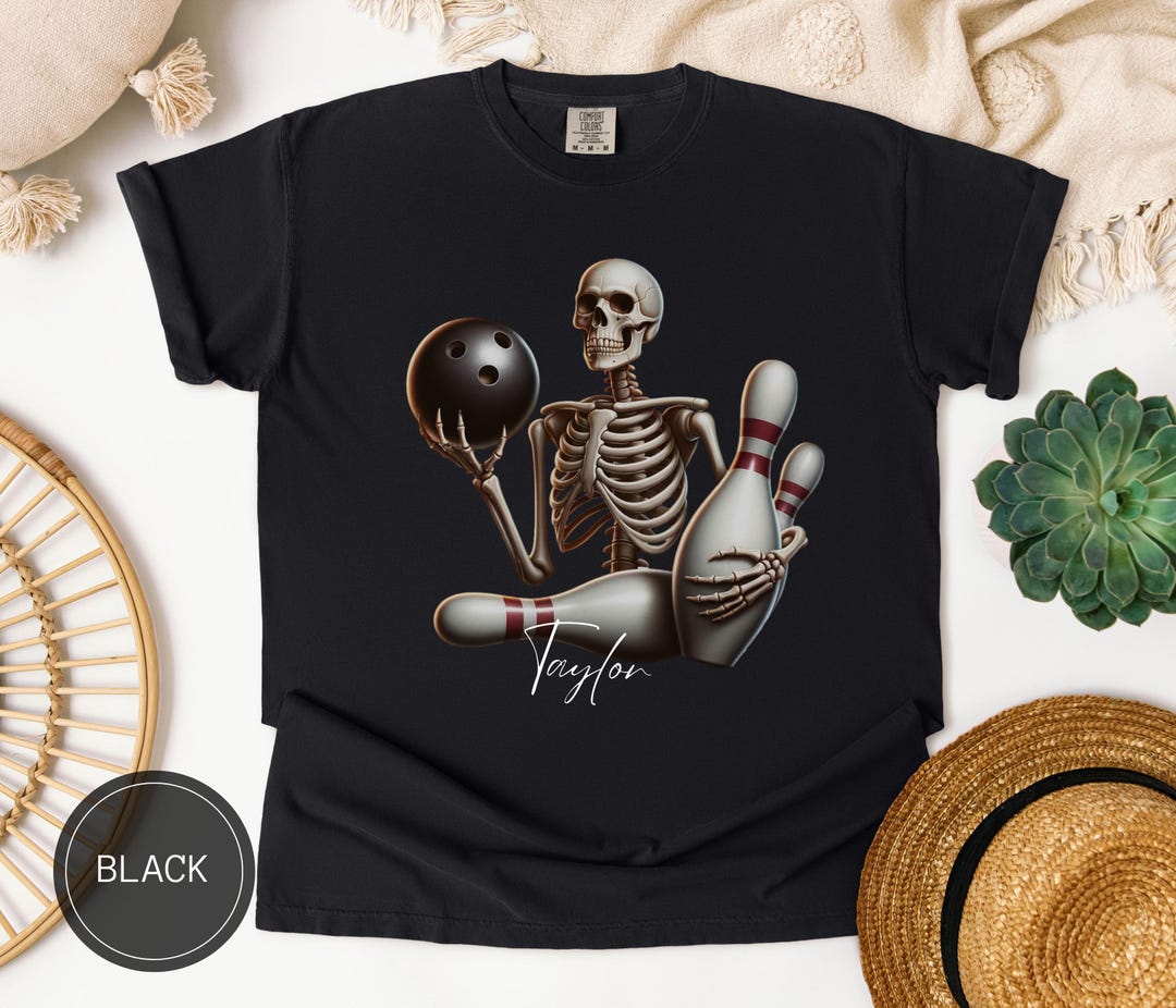 Custom Bowling Skeleton Shirt, Gothic Clothes Skeleton Sports, Comfort ...